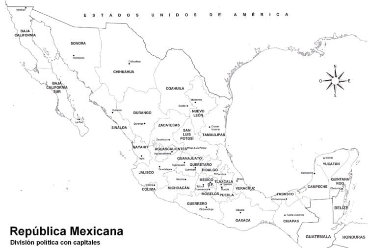 Mapa de la República Mexicana con nombres y división política ️ MIRÁ