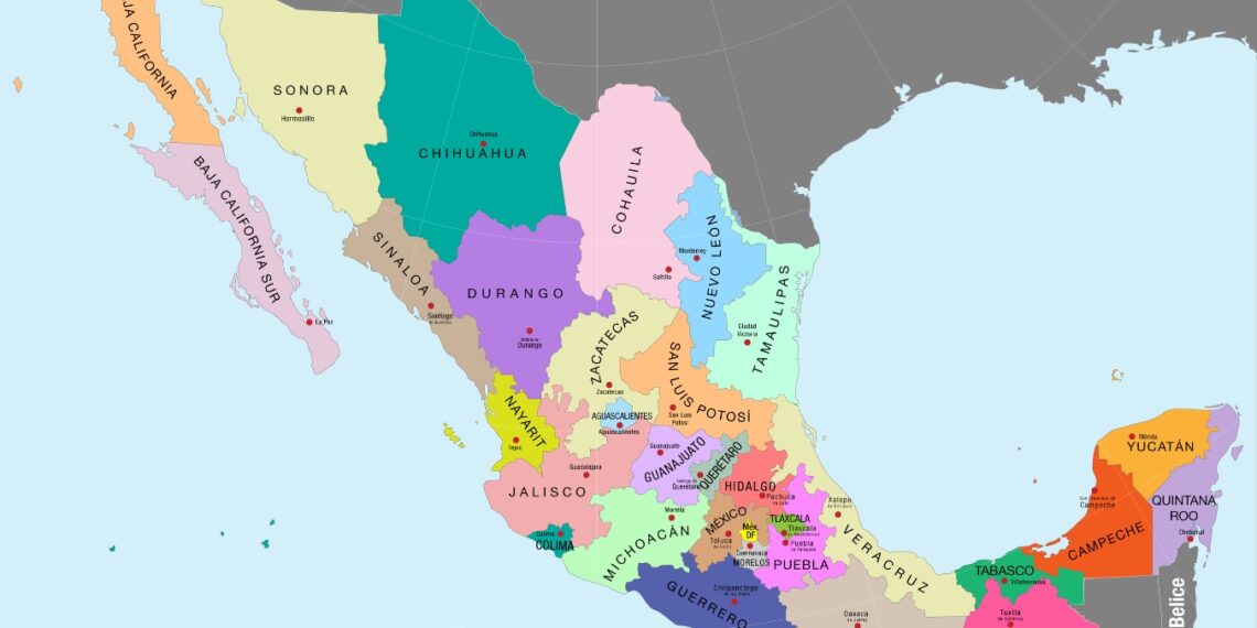 Mapa de la República Mexicana con nombres y división política ️ MIRÁ