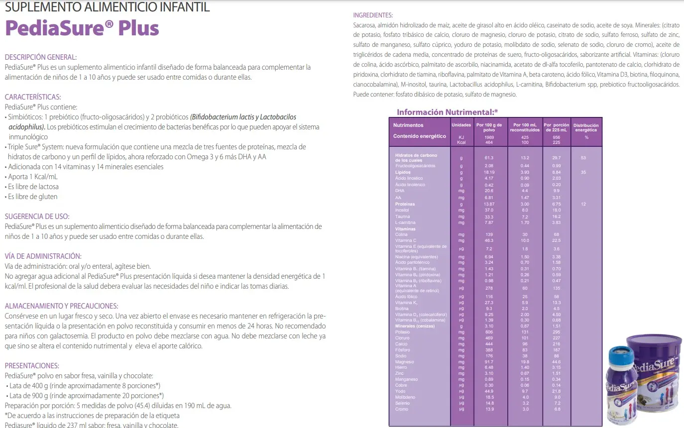 ¿PediaSure Plus para qué sirve? Posología y Modo de Administración